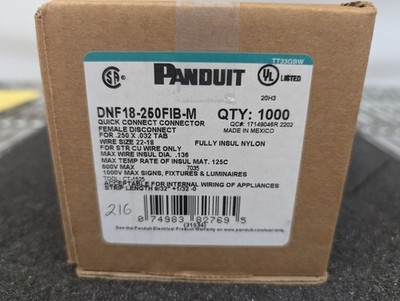 New, Panduit, DNF18-250FIB-M, CONN QC RCPT 18-22AWG 0.250 - Lot of 500 | eBay