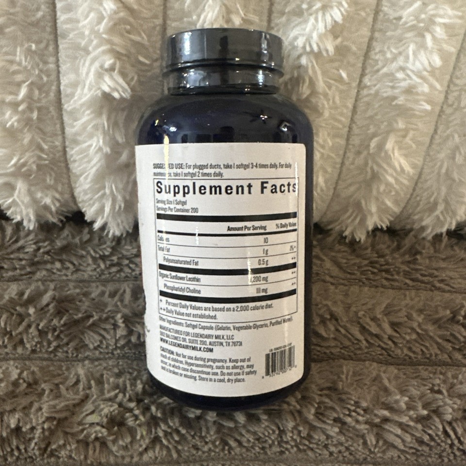 Legendairy Milk Sunflower Lecithin 1200mg 200 Softgels EX 3/27 Milk ...