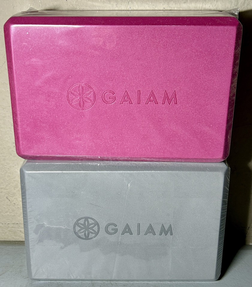 Set-2 Gaiam Foam Yoga Block Meditation Seat Pink & Gray 9”x6”x4” OEM ...
