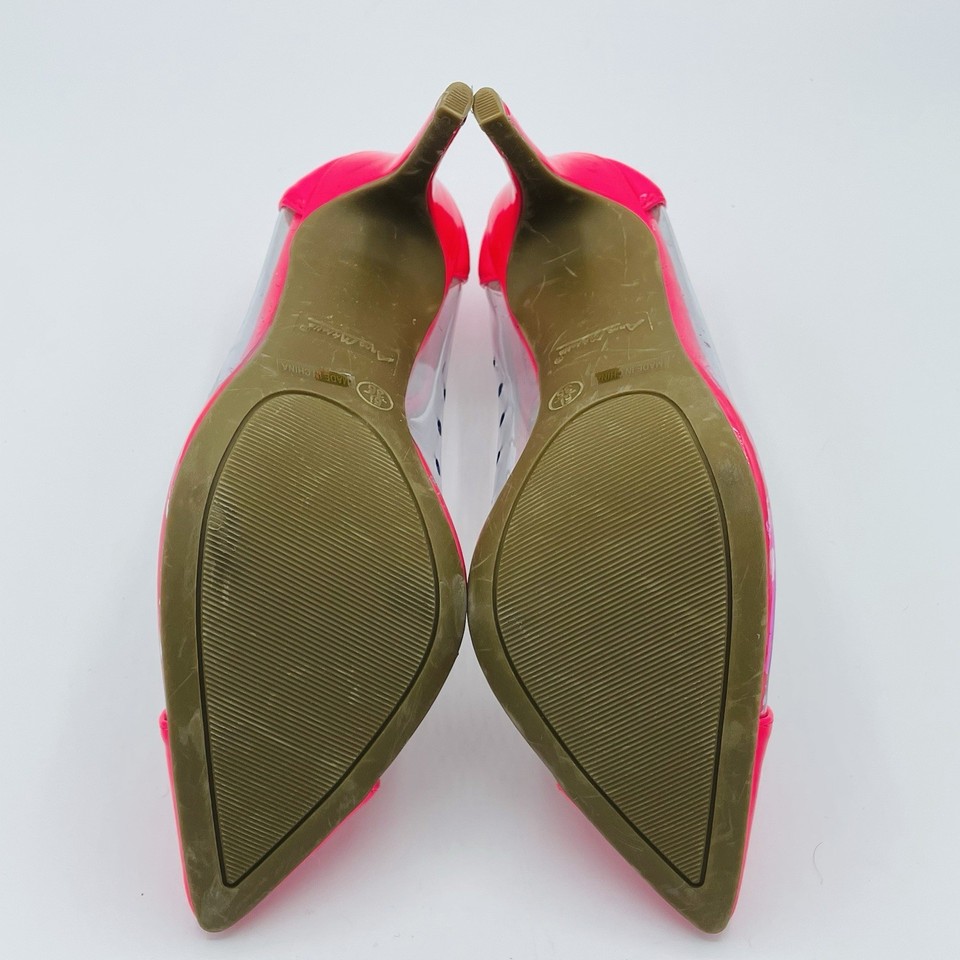 Anne Michelle Shoes Womens Size 5.5 Pink Fluorescent Clear Stiletto High Heels | eBay