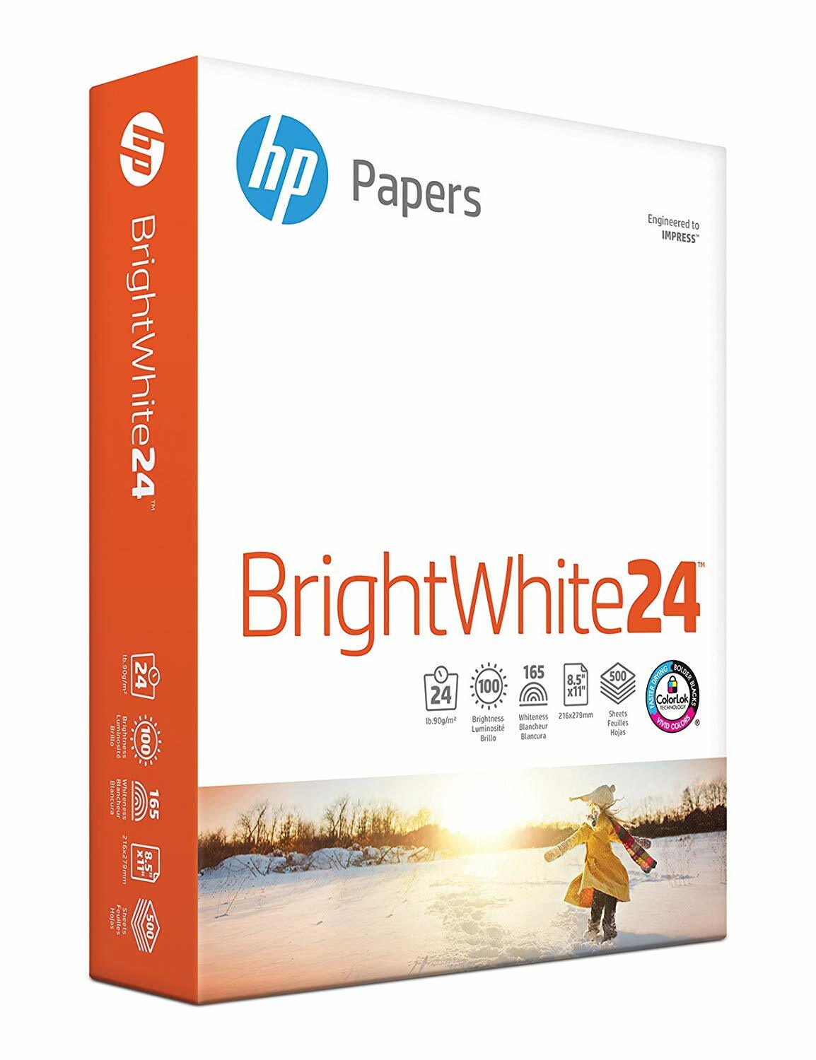 HP Printer Paper BrightWhite24 8 5 X 11 Paper Letter Size 500