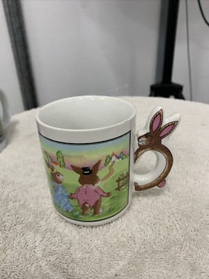 Vintage Ceramic Porcelain Coffee Tea Mug Bunny Rabbits in Love Rabbit ...
