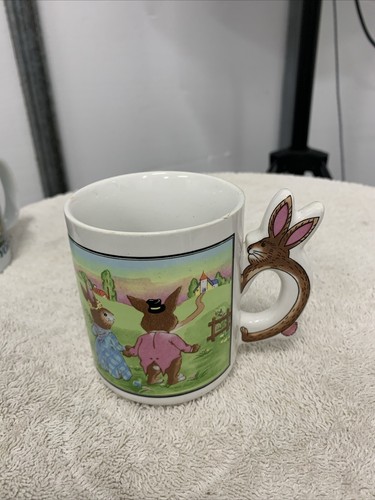 Vintage Ceramic Porcelain Coffee Tea Mug Bunny Rabbits in Love Rabbit ...