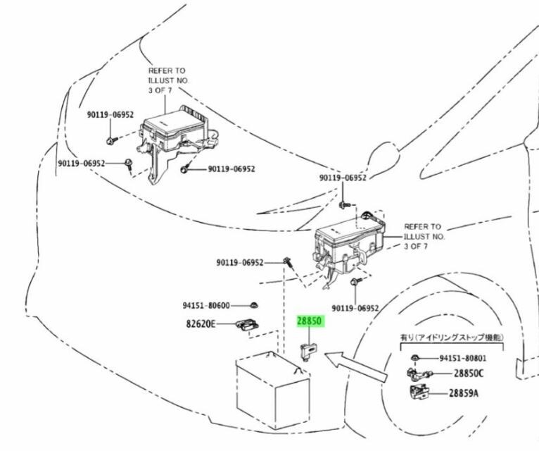 TOYOTA GENUINE Toyota Rav4 Mk3 XA30 Battery Current Sensor 28850-28040 ...