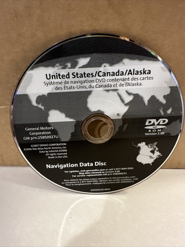 GM General Motors DVD Navigation Map 25850927U 2007 Version 3.0 US ...