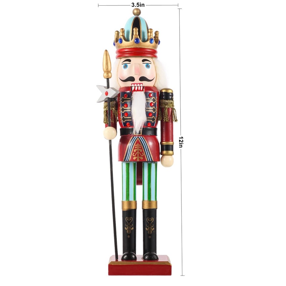 4PCS Christmas Nutcrackers Ornaments Set, Traditional Painted Wooden ...