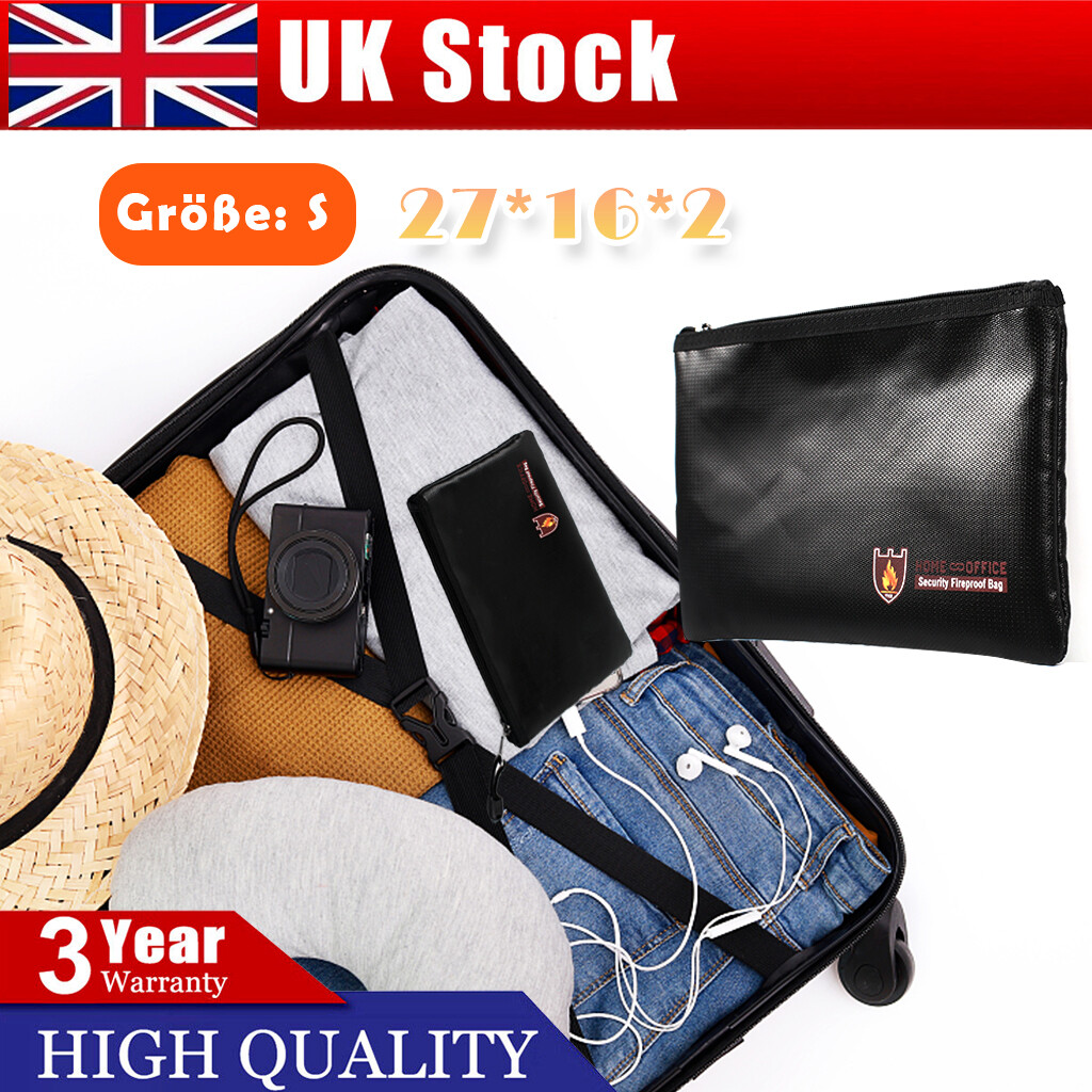 Fireproof Waterproof Document Bag Secret File Protect Pouch Cash Money ...