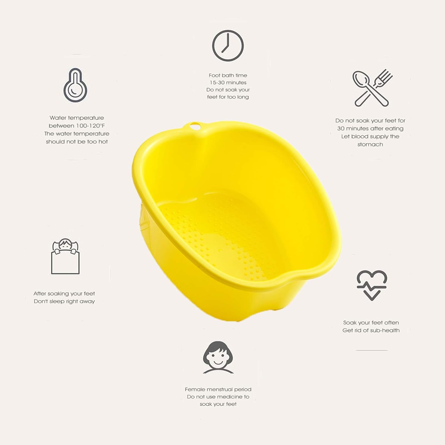 Foot Soaking Bath Basin Durable Plastic Bath Massage up to Mens Size 11 ...