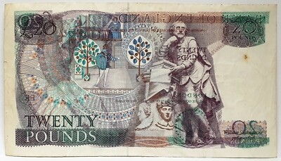 GREAT BRITAIN 1970 20 POUNDS .MISPRINT NOTE INK TRANSFER NICE GRADE ...