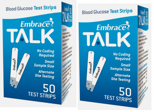 Lot of 2 Boxes of 50 Embrace Talk Blood Glucose Test Strips Expiration ...