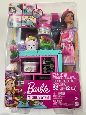 Barbie Florist Playset w/ Brunette Doll, Flower-Making Station, Package ...