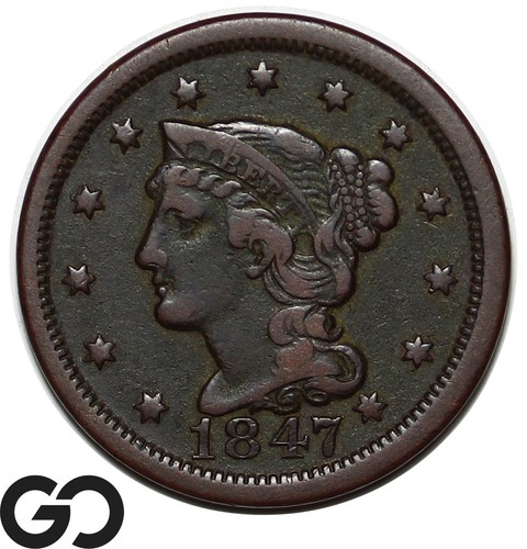 1847 Large Cent, Braided Hair | eBay