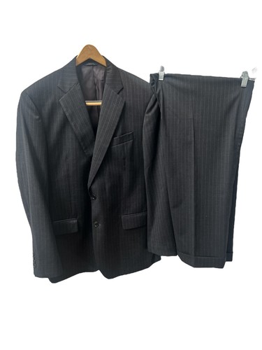42R Brooks Brothers 1818 Madison X Estrato Gray Pinstripe Wool Suit ...