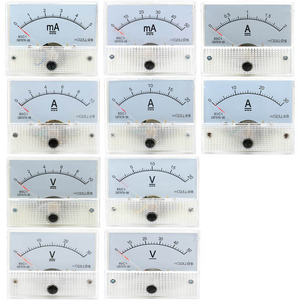 Analog Amp Panel Meter 2-30A 10-50V DC Ammeter Current Voltmeter ...