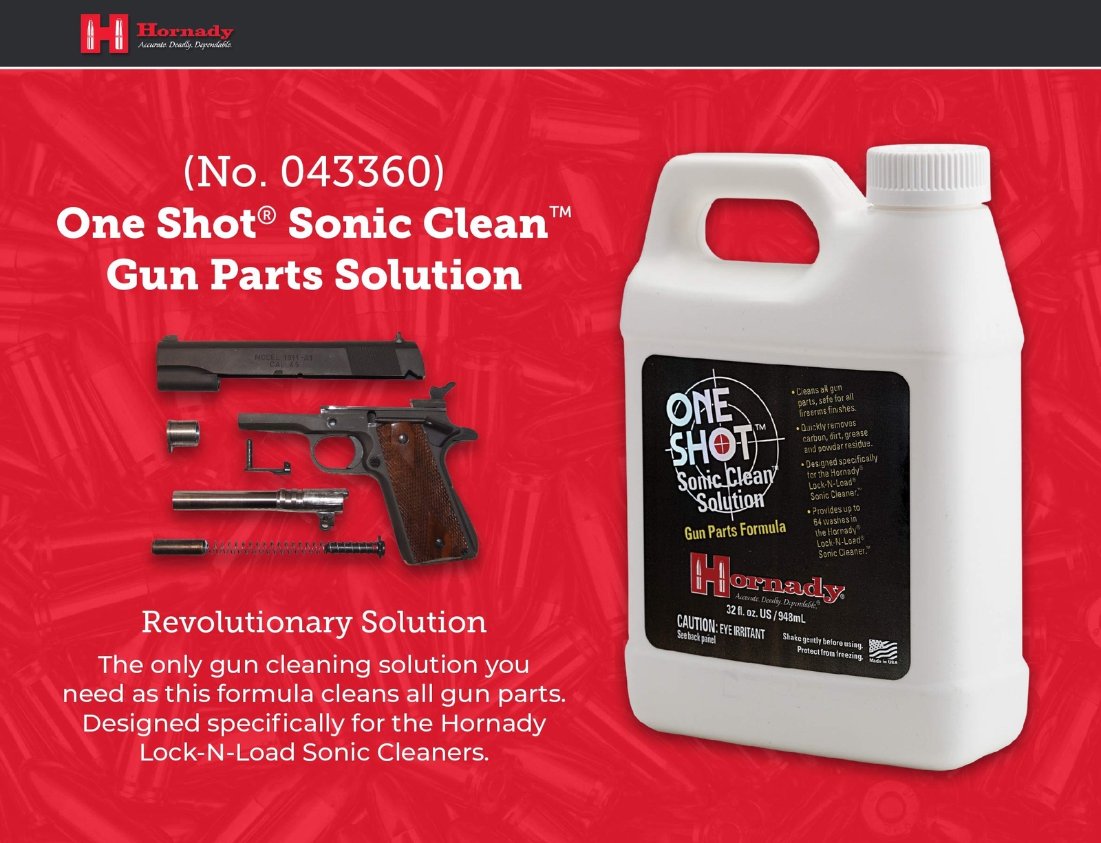 Hornady One Shot Sonic Clean Solution, 1 Quart – Gun Cleaner Solution ...