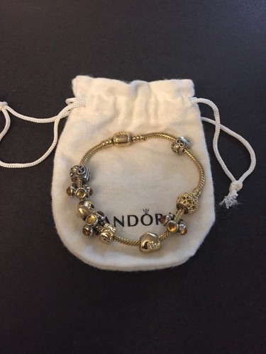 Authentic Rare PANDORA 14K Yellow Gold Bracelet With 9 Rare Retired ...