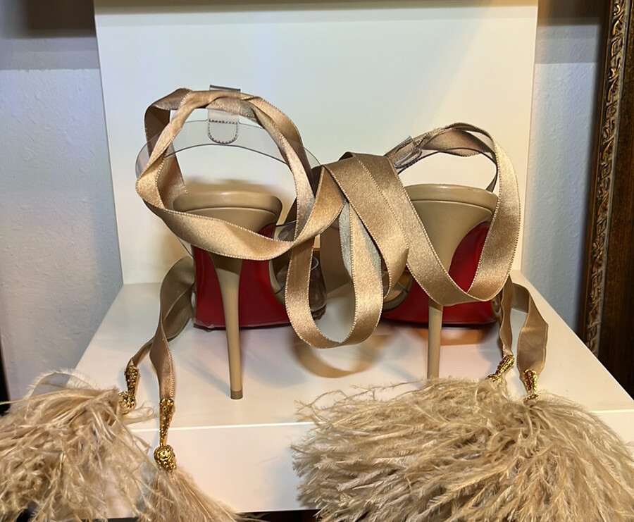 Christian Louboutin Marie Edwina 100 Ostrich Feather … - Gem