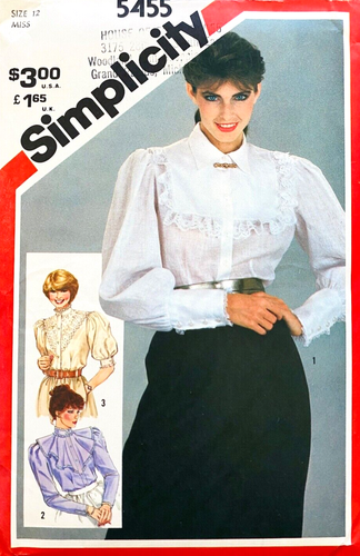 80s SIMPLICITY 5455 SIZE 12 PEASANT BOHO RUFFLE LACE BLOUSES *UC/FF | eBay