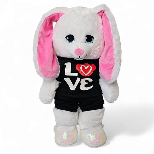 BAB Build A Bear Bunny Rabbit Easter Gift Pink White Floppy Ears Fluffy ...