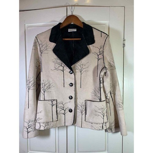 Robert Kitchen Suede Jacket Women's Small Canada Coat Faux Fur Cream ...