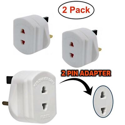 2 x Shaver UK 2 to 3 Pin Fuse 1A Fuse Adaptor Plug Ideal for Shaver ...