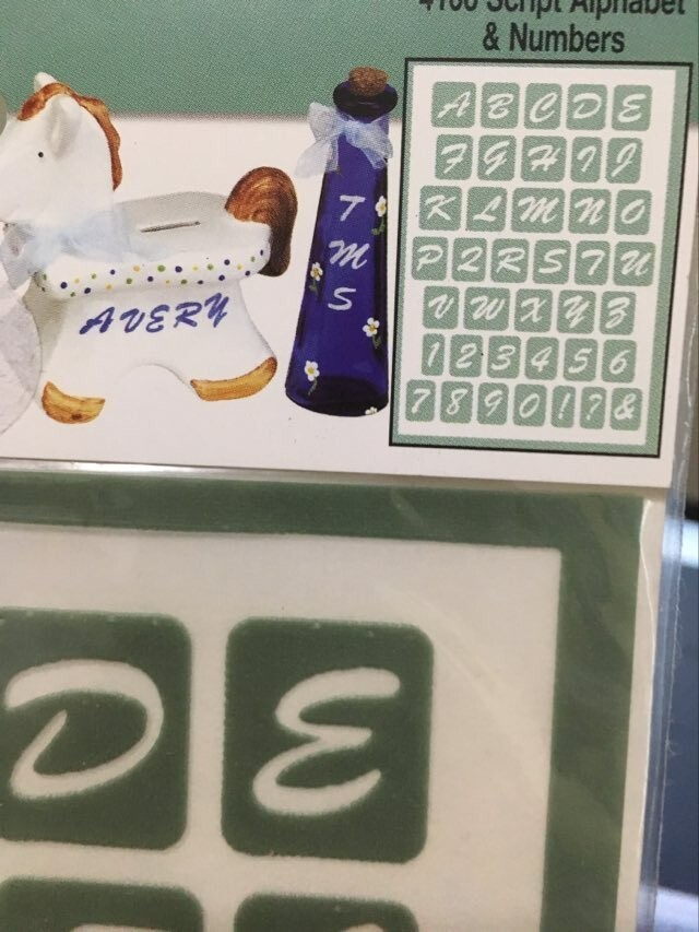 Folk Art Enamels Adhesive Stencils SCRIPT ALPHABET & NUMBERS # 4106 ...