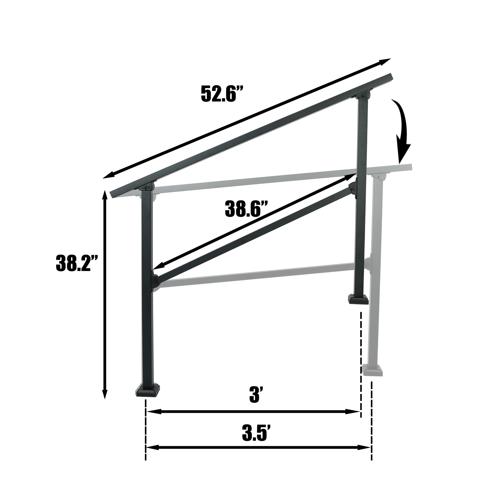 4 Steps Handrails Deck Stair Railing Indoor Hand Rails for Outdoor 3-4 ...