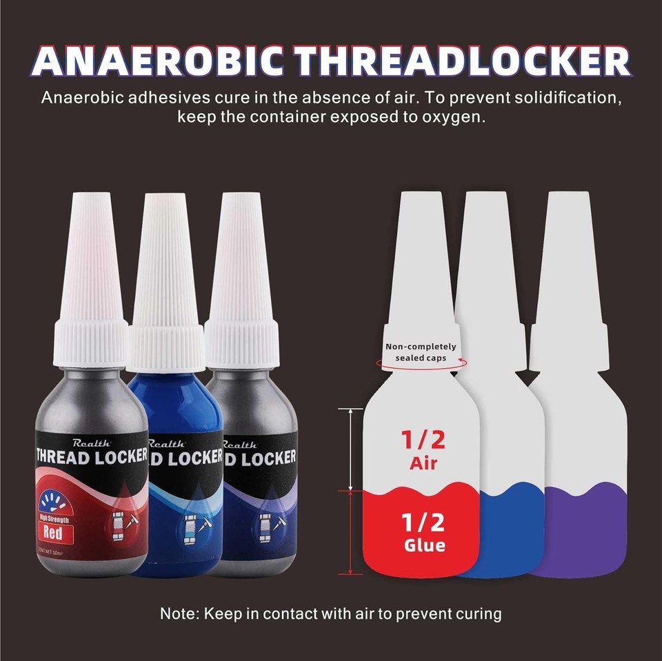 Red Purple and Blue Lock Tight Threadlocker 10ml-3Pack, Low, Medium and ...