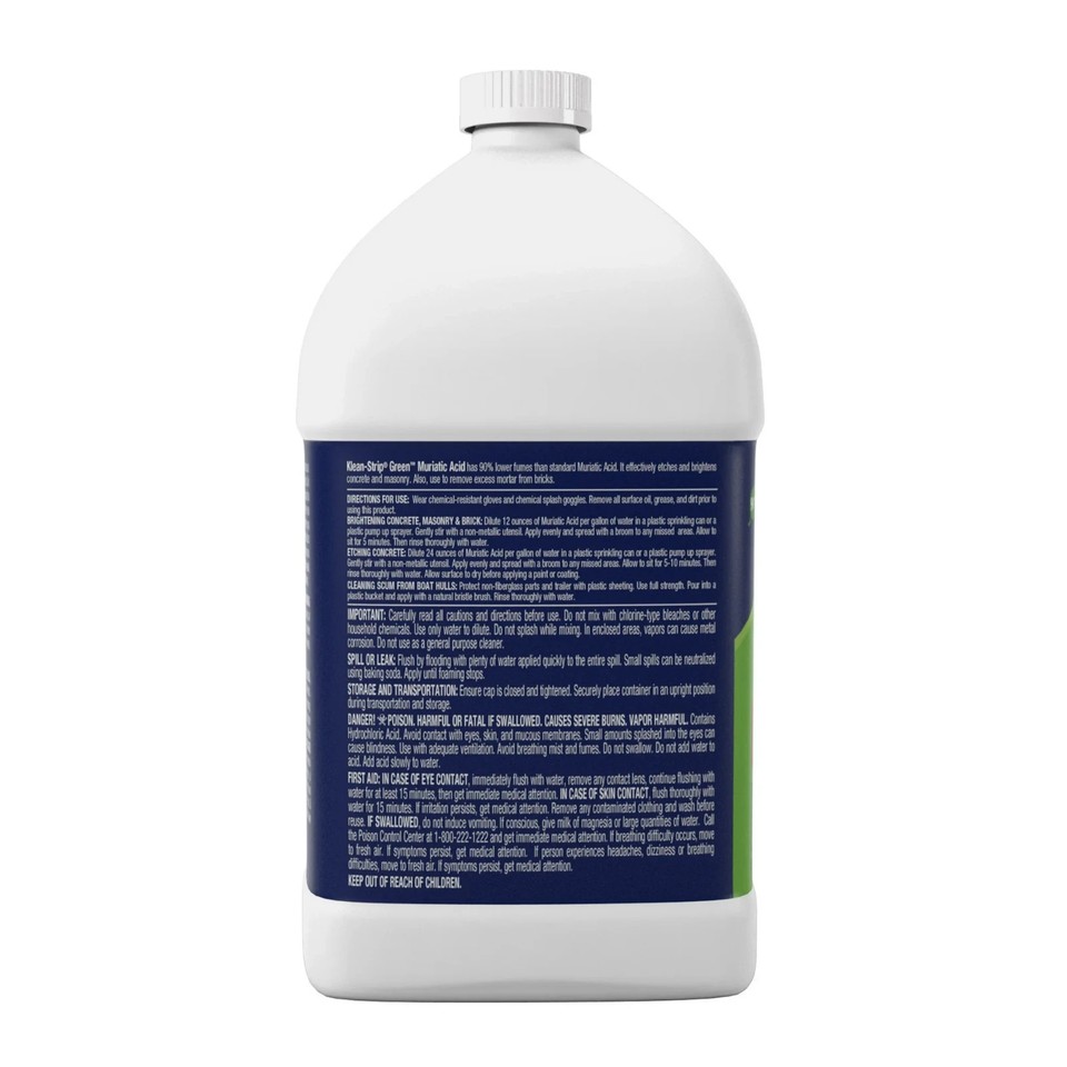Klean Strip Green Muriatic Acid 1 Gallon Heavy Duty Cleaner Surface ...
