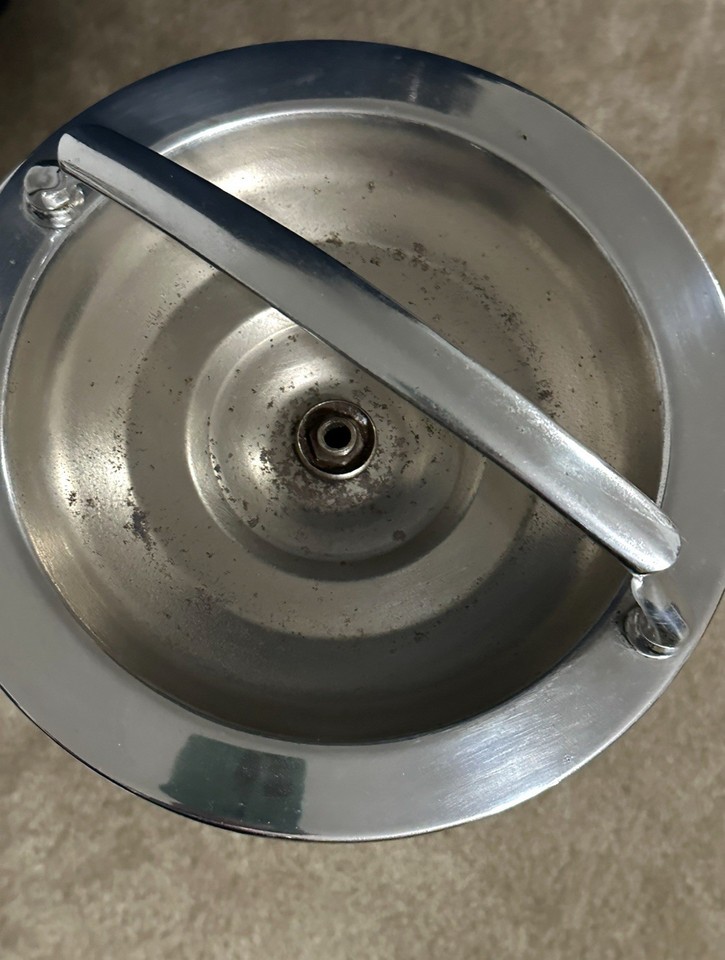 Vintage Chrome, Cast Iron, and Glass Floor Standing Ashtray With ...