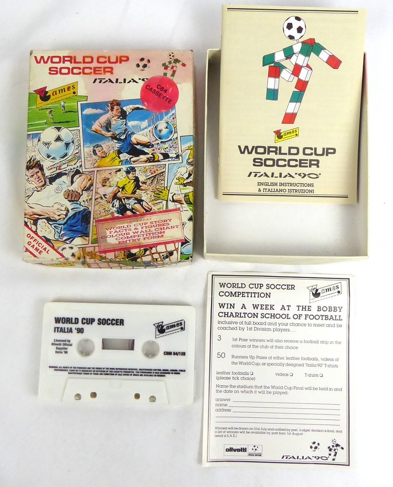 Commodore 64 C64 Spiel -- WORLD CUP SOOCCER ITALIA 90 (Virgin) -- Tape ...