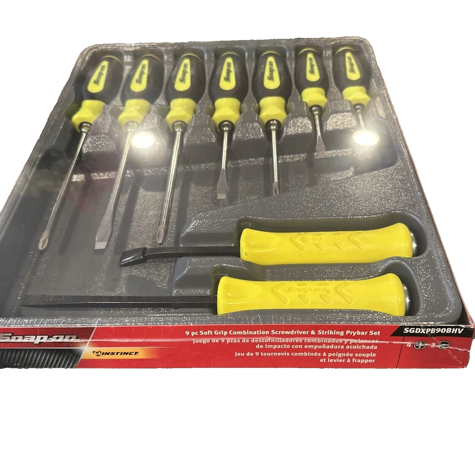 SNAP ON TOOLS SGDXPB90B HV 9Pc HI-VIZ Soft Grip Screwdriver Striking ...