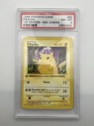 PSA 8 - 1st Edition Shadowless - Red Cheeks Pikachu 58/102 Base Set ...