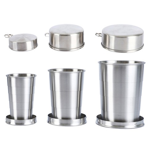 1Pc Stainless Steel Folding Cup Camping Mug Collapsible Outdoor Travel ...