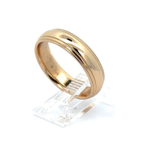 Men's Classic 14K Gold 6mm Wide Dome Double Miligrain Wedding Stack ...