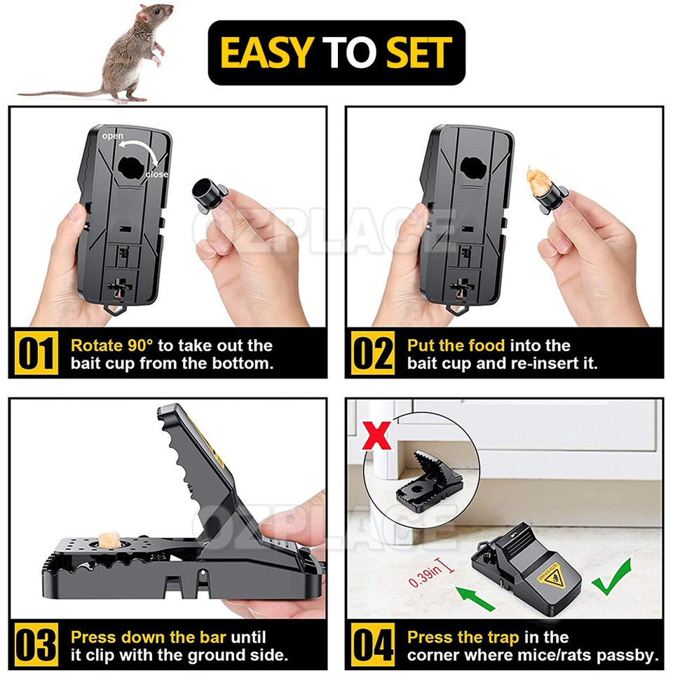 6x Plastic Mouse Traps Trap Reusable Mice Rat Snare Catcher Rodent ...
