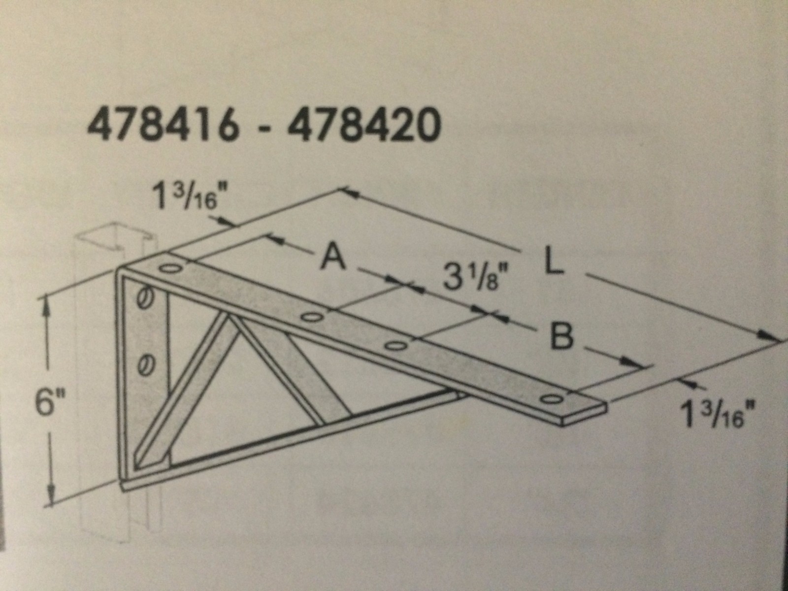 #478416S1 P1777 Stainless Steel Unistrut Shelf Bracket / Brace 16-1/2 ...