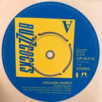 Buzzcocks. Orgasm Addict record label vinyl sticker. Punk | eBay UK