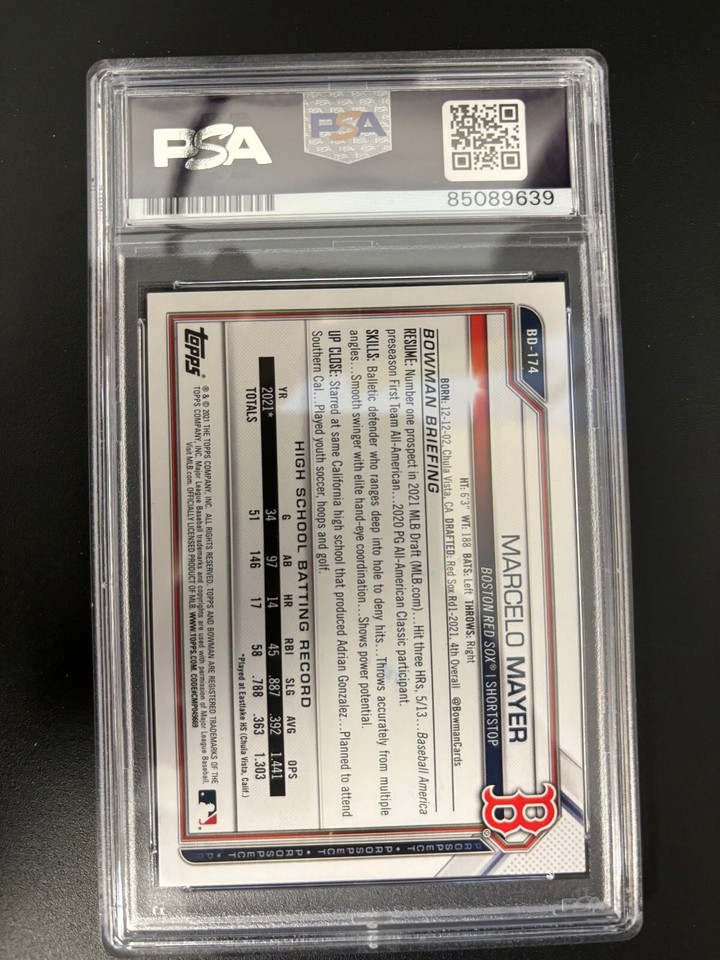 Marcelo Mayer Signed 2021 Bowman Draft #BD174 RC (PSA | Autograph Graded PSA 10) | eBay