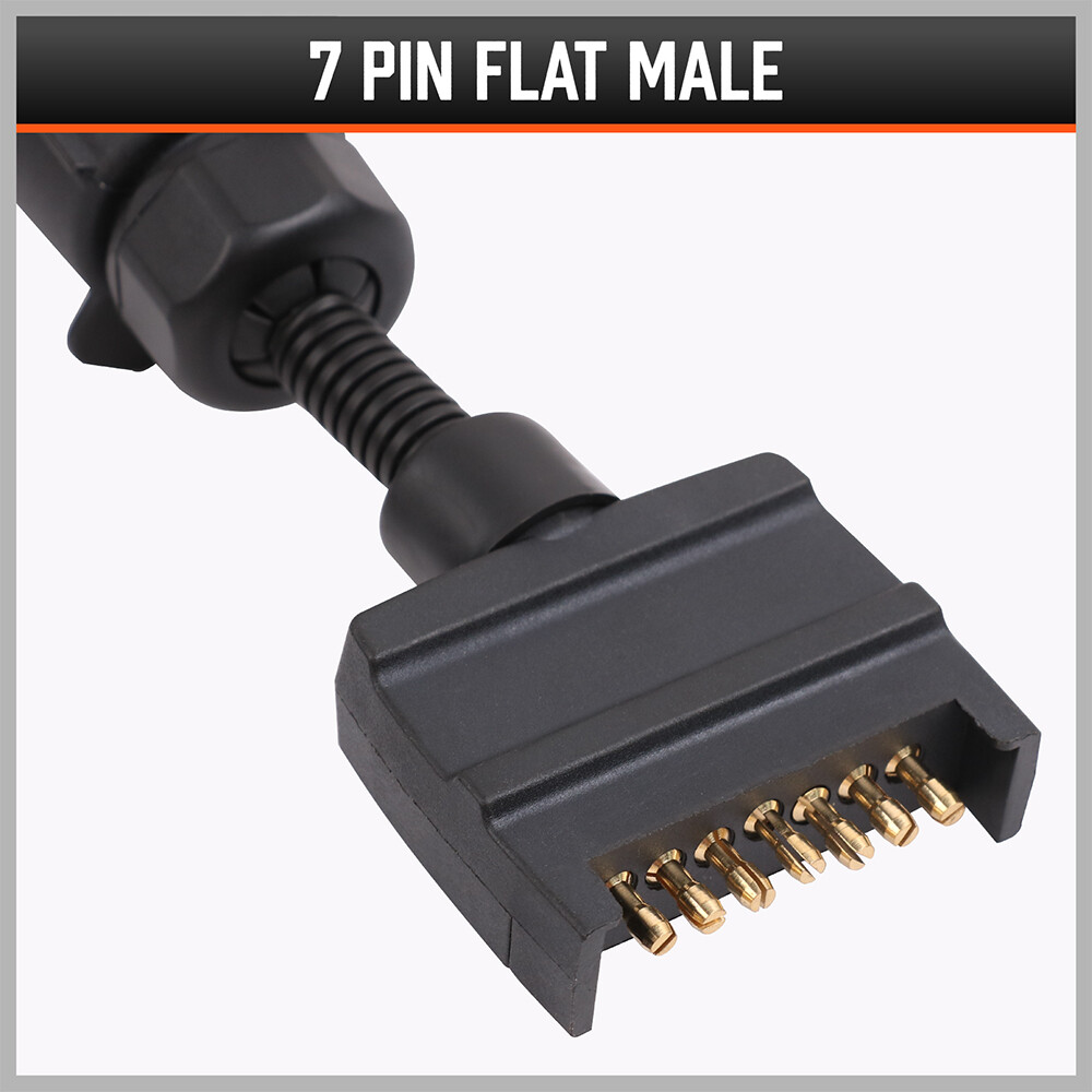 Car Trailer Adapter 7 Pin Flat Male Plug To 7 Pin Large Round Female ...