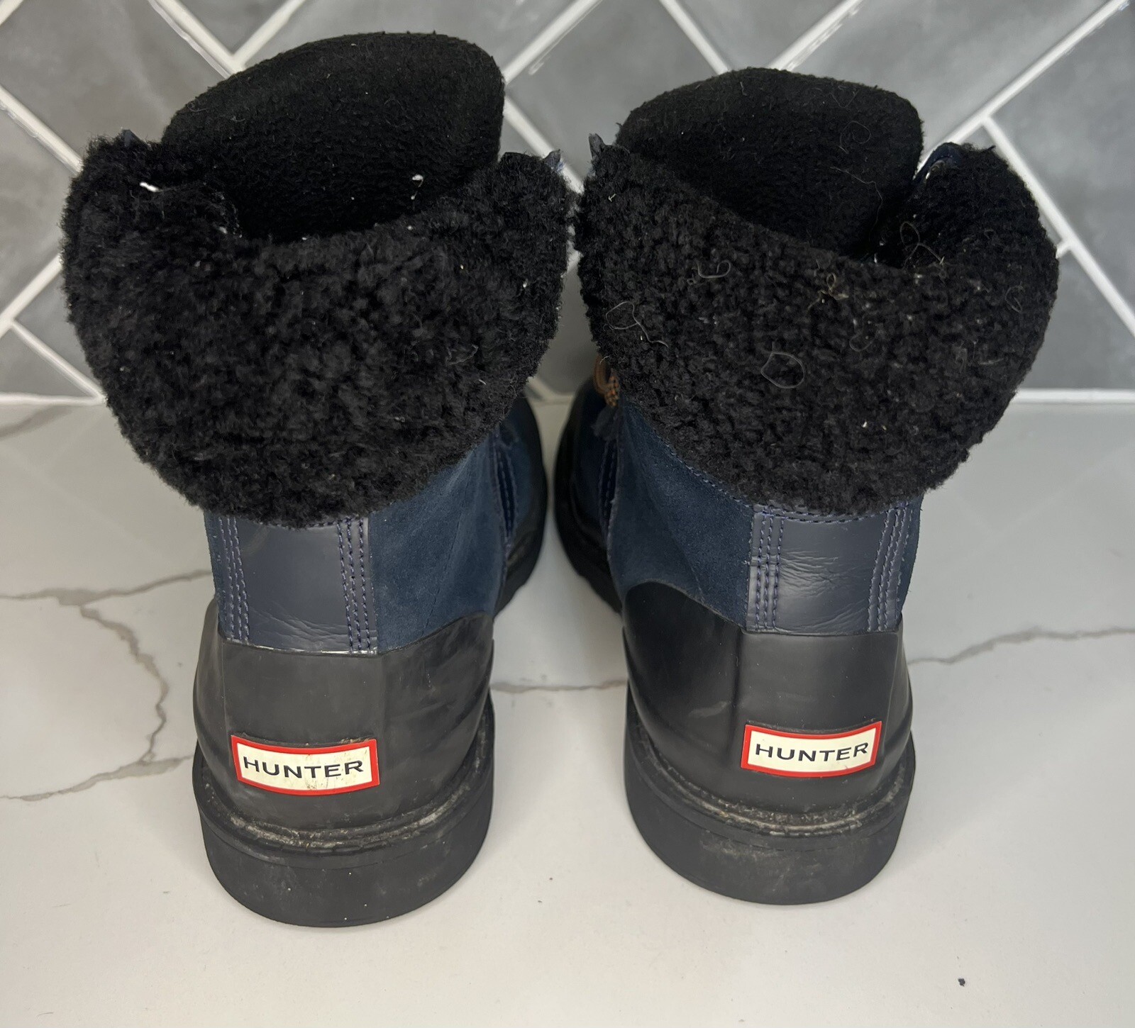 HUNTER Women's Commando Insulated Leather Boots- Navy… - Gem