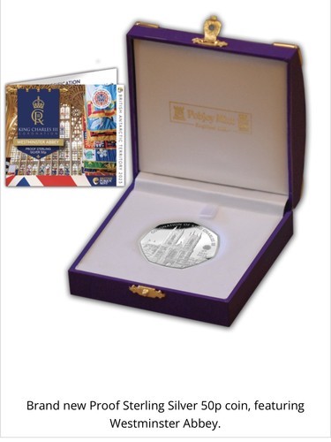 Coronation of king charles iii Westminster Abbey 2023 Silver Proof 50p ...