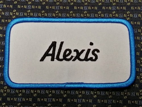 ALEXIS NAME TAG BLUE AND WHITE Iron or Sew-On Patch | eBay