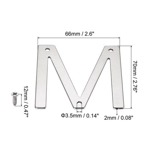 2.76 Inch Stainless Steel House Letter M for Mailbox Hotel Address Door ...