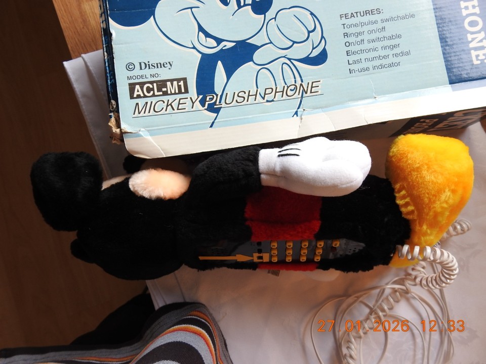 Plush phone, mickey mouse, real telephone with original box | eBay UK