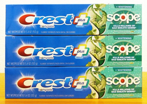 Lot of 3 Crest Complete Plus Scope Whitening Toothpaste, Minty Fresh 5. ...
