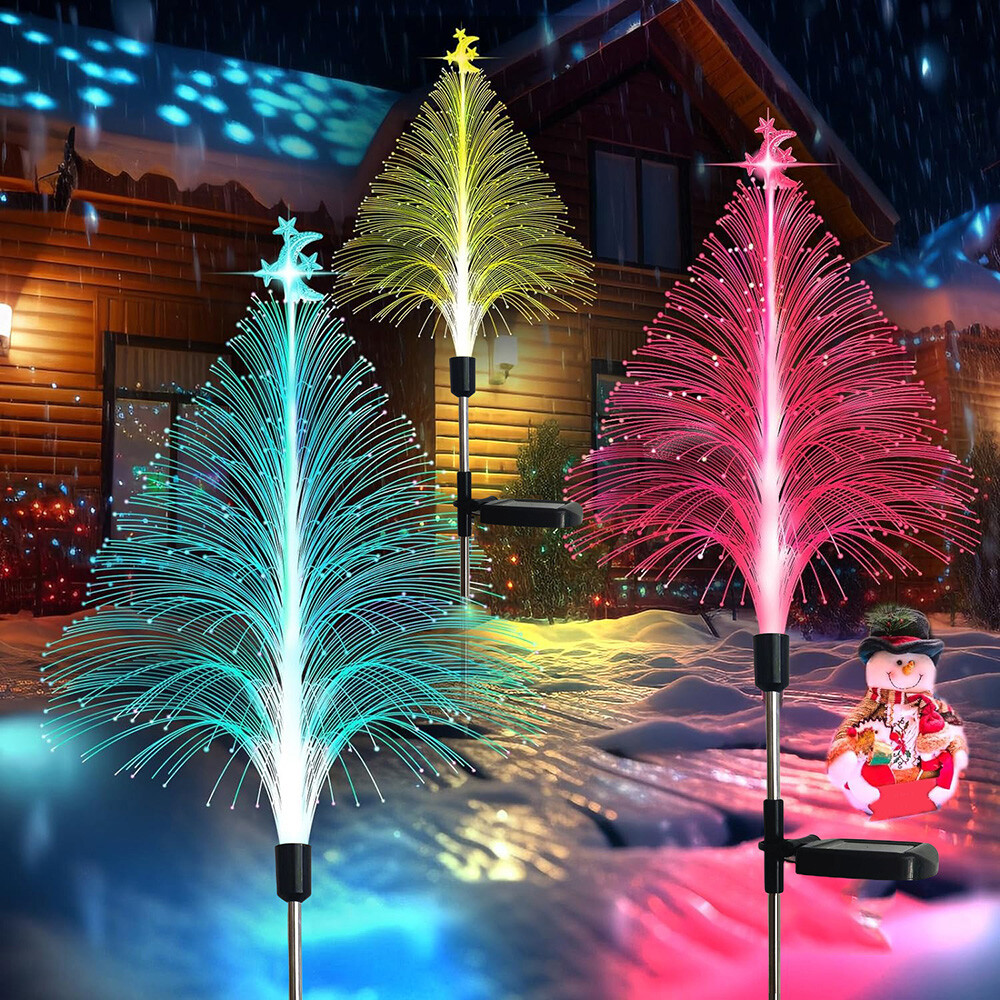 Fiber Optic Garden Decorations Colour Solar Powered Triple Layer Fiber