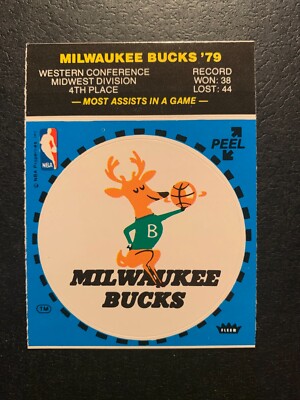 1979-80 Fleer NBA Team Sticker Milwaukee Bucks STICKER / PUZZLE BLUE ...