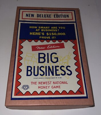 1936 Transogram Big Business Game. Box, Wood Pieces, Cards, Money ...