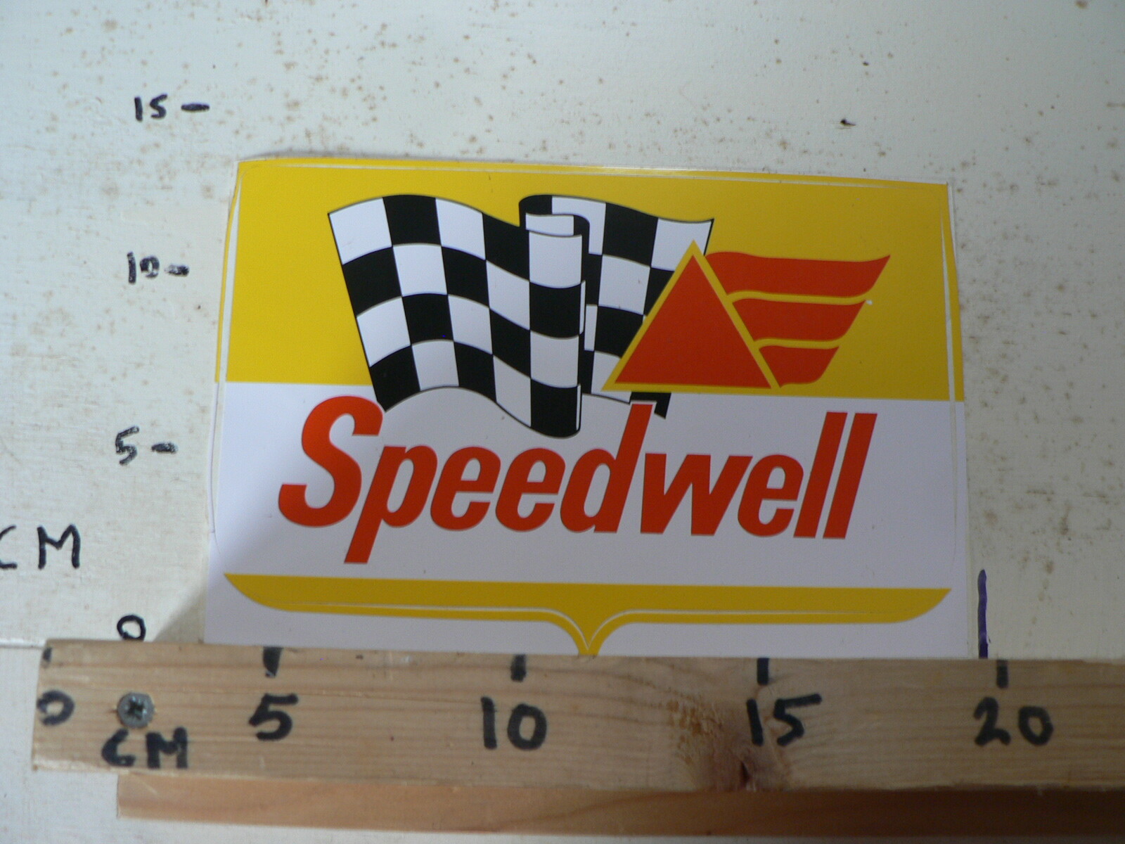 STICKER,DECAL SPEEDWELL WITH FINISH FLAG RARE VINTAGE STICKER LARGE ...
